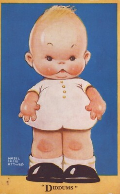 Diddums Baby with red knees Black Shoes MLA Artist Signed Mabel Lucie ...