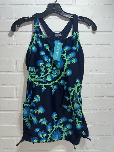 NWT! Calypsa Maya Tankini Swim Top With Built-in Bra Barbados Blue $60 ...