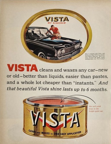 1960 Print Ad Vista Wax by Simoniz for Cars Man Polishes 1960 Ford | eBay