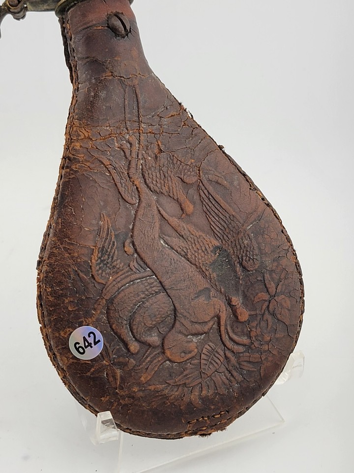 ORIGINAL 19th CENTURY LEATHER SHOT POUCH FOR A MUZZLE LOADING GUN OR ...