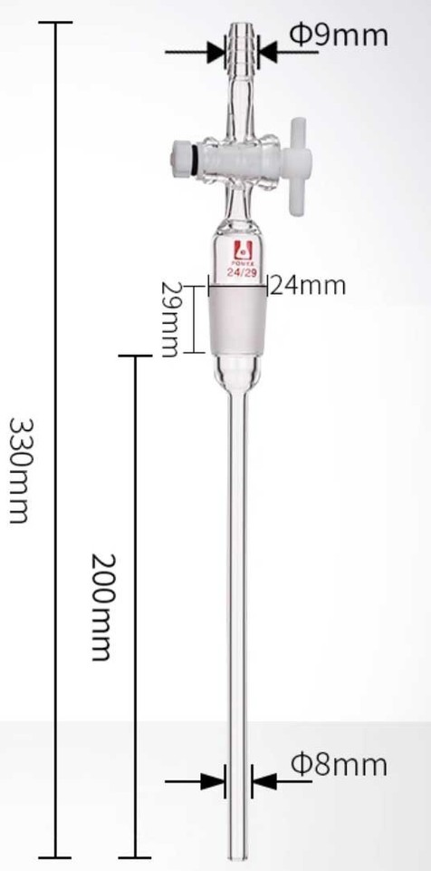 Straight Glass Gas Delivery Tube, PTFE Valve, 24/29 Joint, Heat ...