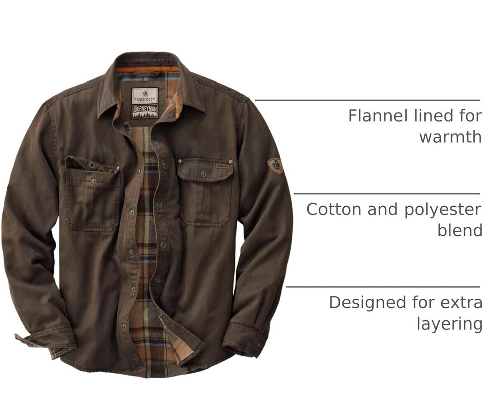Legendary Whitetails Men's Flannel Lined Shirt Jacket Waxed Cotton ...