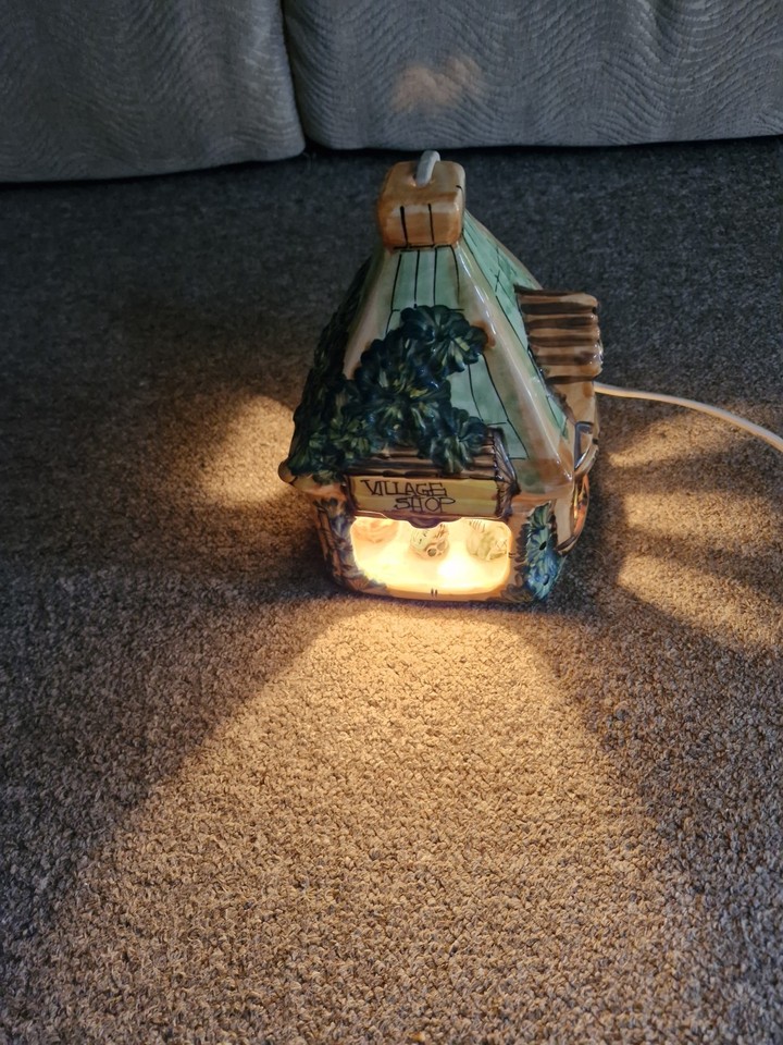 Vintage Derek Fowler Village Shop Night Light Table Lamp Mice Ceramic ...