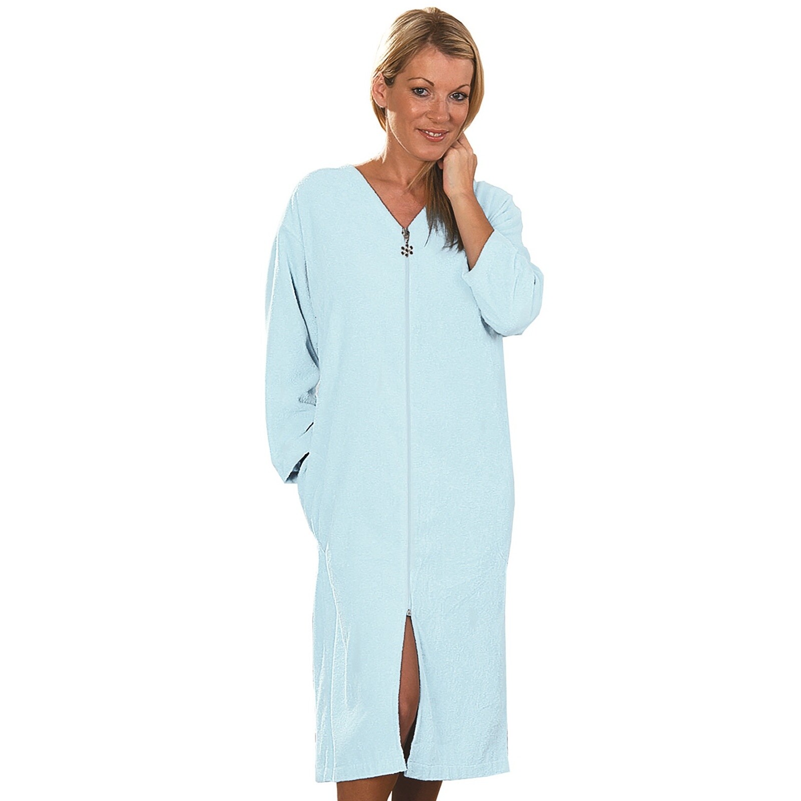 Women Home Soft Microfibre Bathrobe Dressing Gown Loungewear Zip Up ...