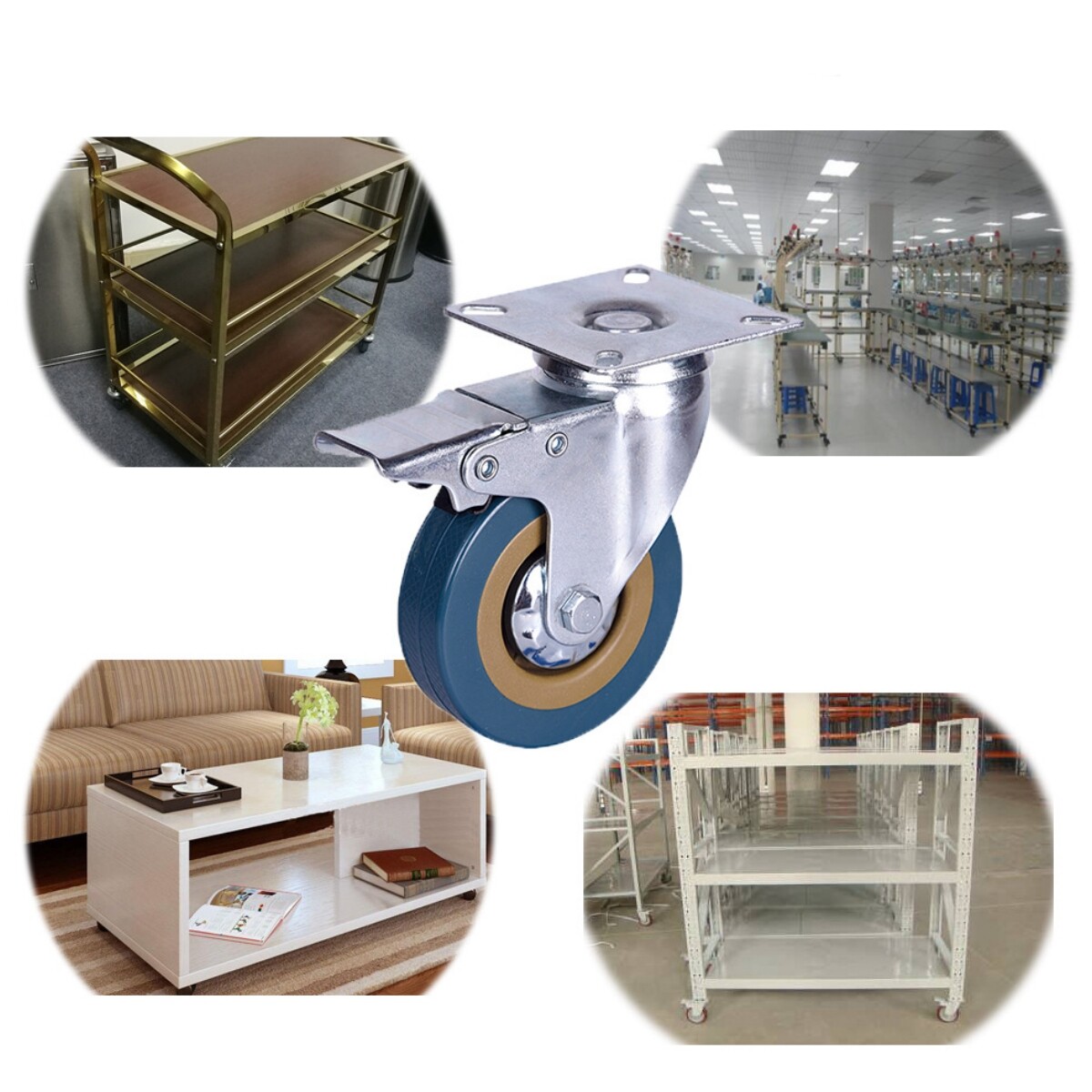 4 X Heavy Duty 75mm 100mm 125mm Swivel Castor Wheels Furniture Trolley ...