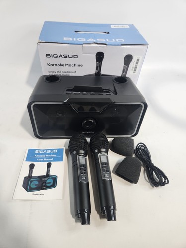 BIGASUO Karaoke Machine for Adults Kids with 2 UHF Wireless Microphones ...