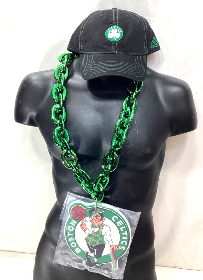 NBA Boston Celtics Fan Chain GREEN FanFav Medal Necklace & Adidas Hat ...