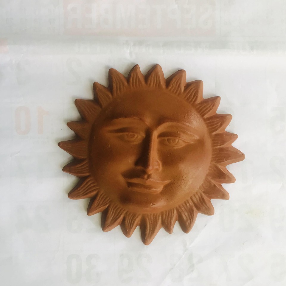 Terracotta Sun Face Clay Handmade Sculpture Hanging Wall Art Home Decor ...