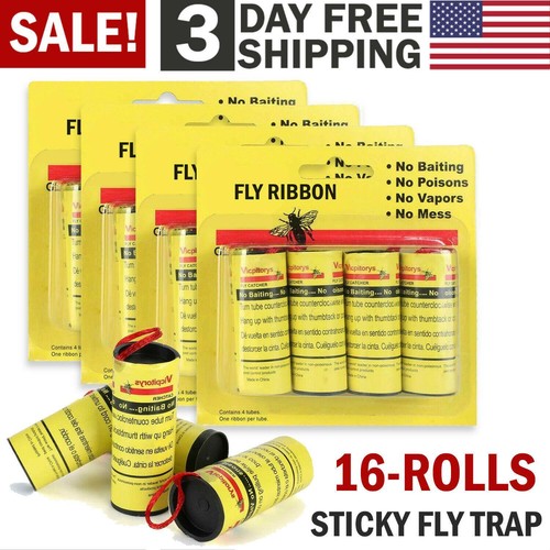 Insect Bug Fly Glue Paper Catcher Trap Ribbon Tape Strip Sticky Flies ...