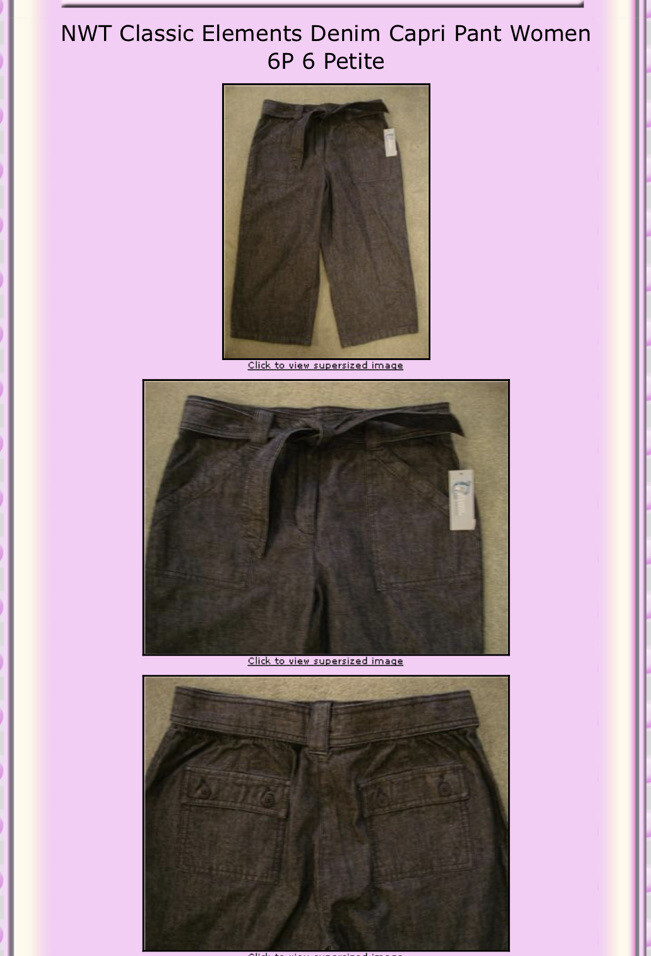 NWT Classic Elements Denim Capri Pant Women 6P 6 Petite | eBay