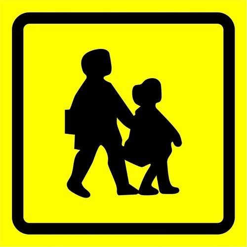 School Bus Caution Children Crossing Sign adhesive Gloss sticker 200mm ...