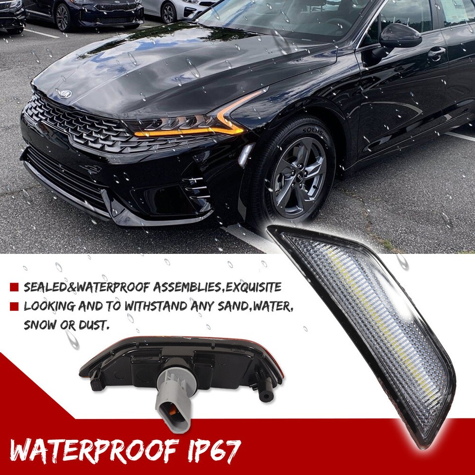 For 2021-2024 Kia K5 Gen5 DL3 Clear White LED Front Side Marker Lights ...