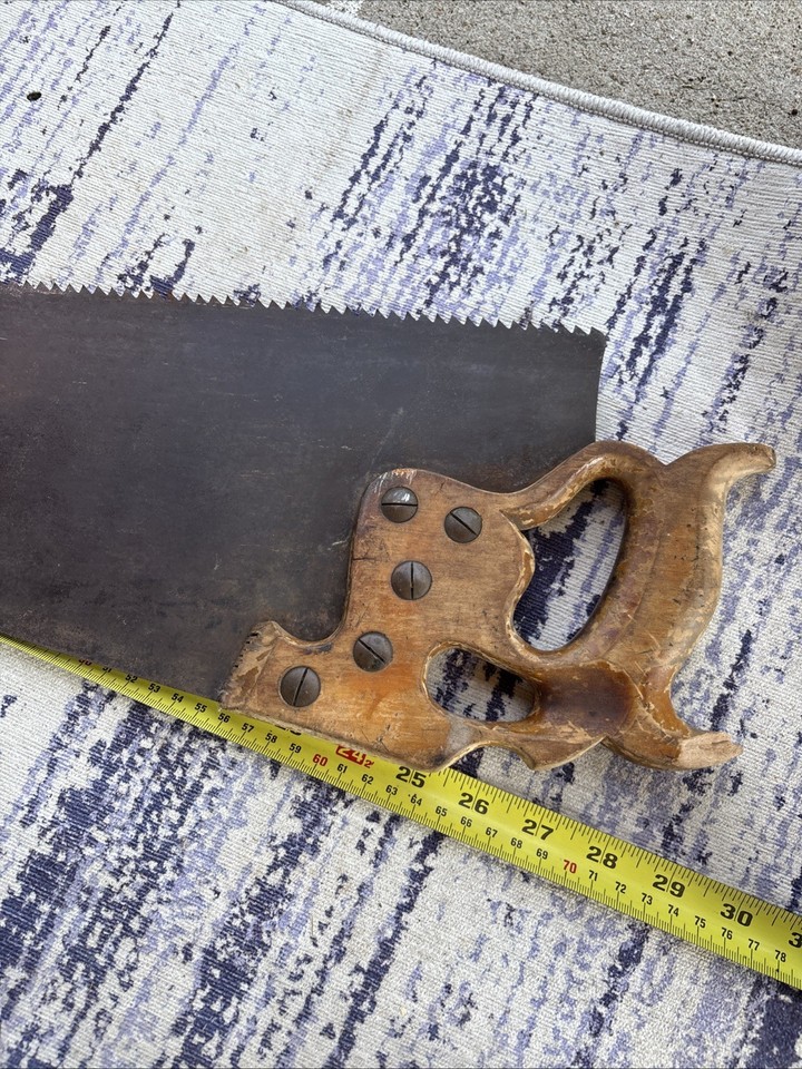 Vintage Disston 26" D-8 Rip 4 TPI Skew Back Thumbhole Hand Saw As Found ...