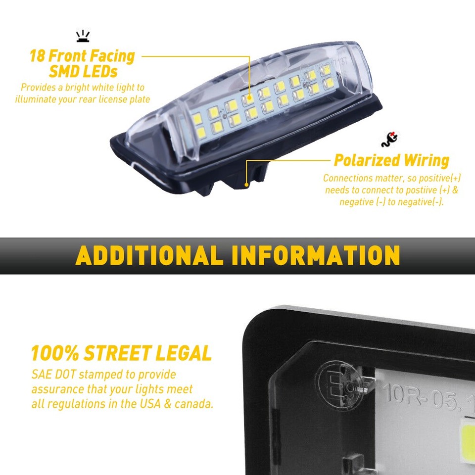 LED License Plate Lights Lamps For Lexus IS300 01-05 98-05 GS 04-09 RX ...