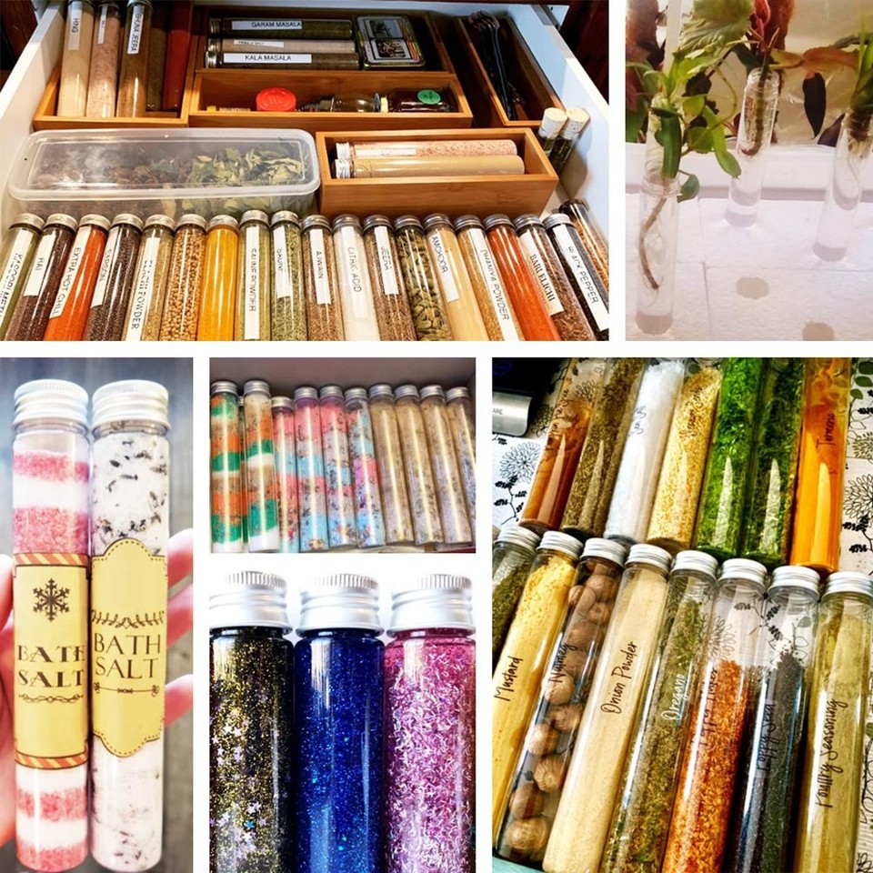 1X(24 Tubes à Essai de 110 Ml, Tubes à Essai en Plastique Transparent ...