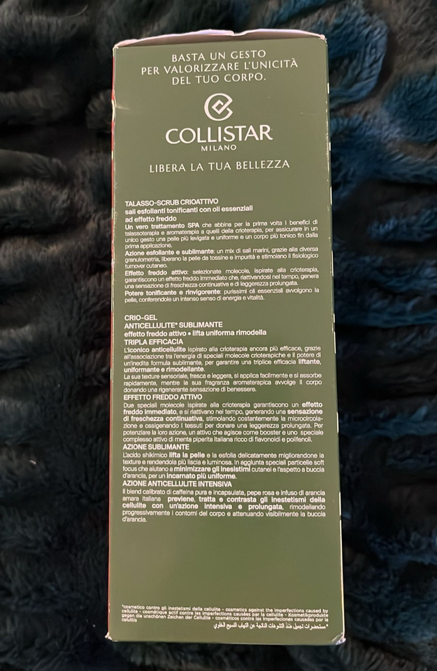 COLLISTAR CRIO-GEL ANTICELLULITE + Cryoactive Talasso Scrub , cold ...