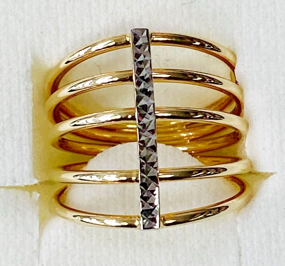 Michael Anthony Jewelry Solid 10K 2-Tone Gold 5-Row Band Ring Size 7 ...