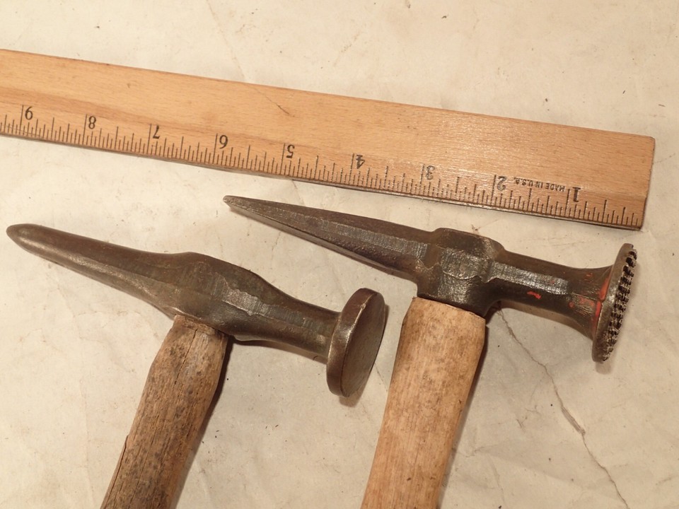 Vtg Lot of 2 Auto Body Hammers Flat & Waffle Faces (Shrinking Hammer ...