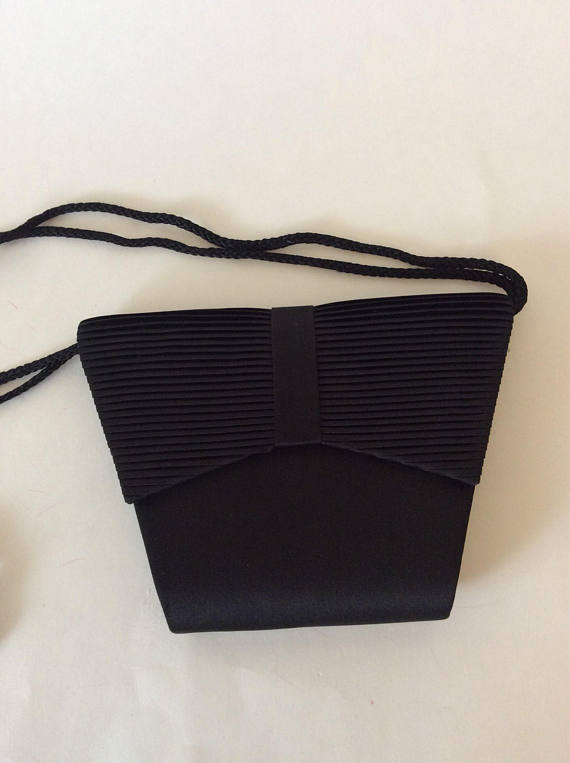 Small Satin Black Purse Clutch Trapezium Shape Handbag Trapezoidal | eBay