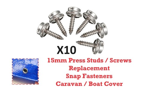 10 x Caravan Motorhome Awning Skirt Press Stud Screw Snap Fastener 15mm ...