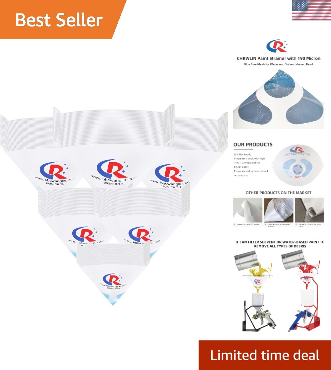 1000 Pack of s, Paint Filter Strainer Paper Cone - 190 Micron Ultra ...