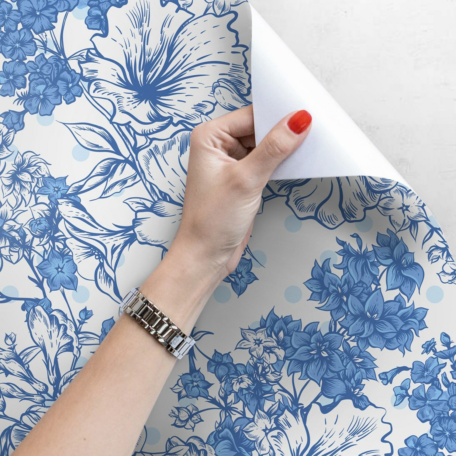 Removable wallpaper Summer bouquet Blue floral self adhesive art | eBay