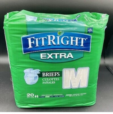 Fit Right Extra Briefs Medium 20 Ct. Package Unisex Adult Diapers NEW ...