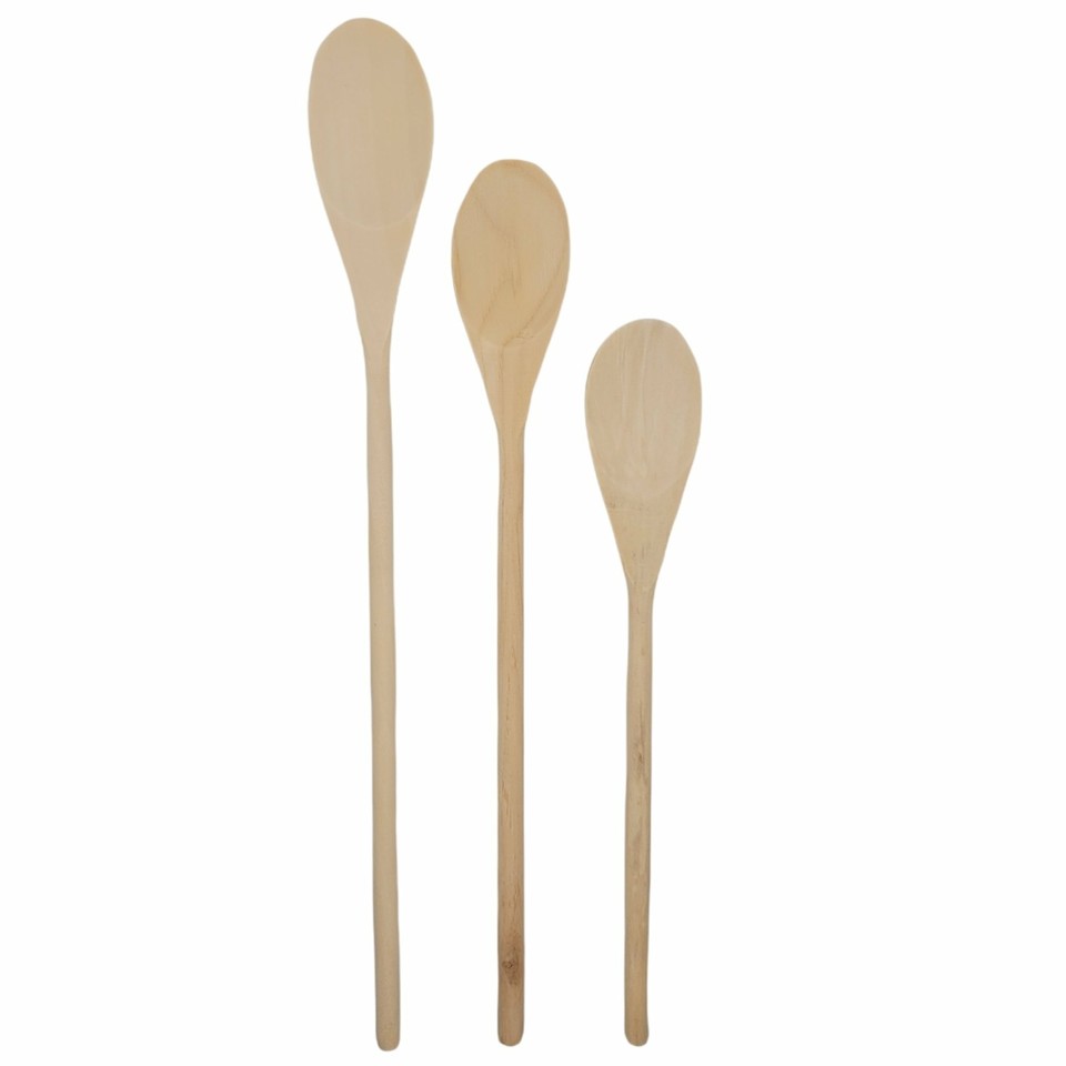 Handy Housewares 3 piece Long Handle Wooden Mixing Spoon Set - 10", 12 ...