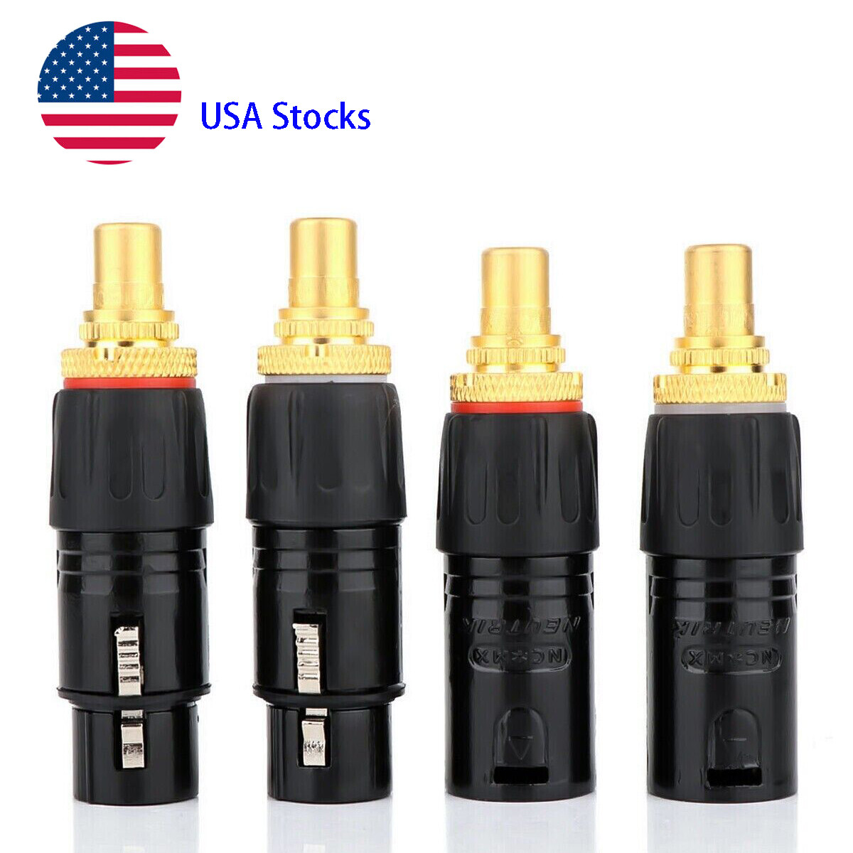 Pair Neutrik 3 Pin XLR Female/ Male to RCA Female Audio Adapter Plug ...