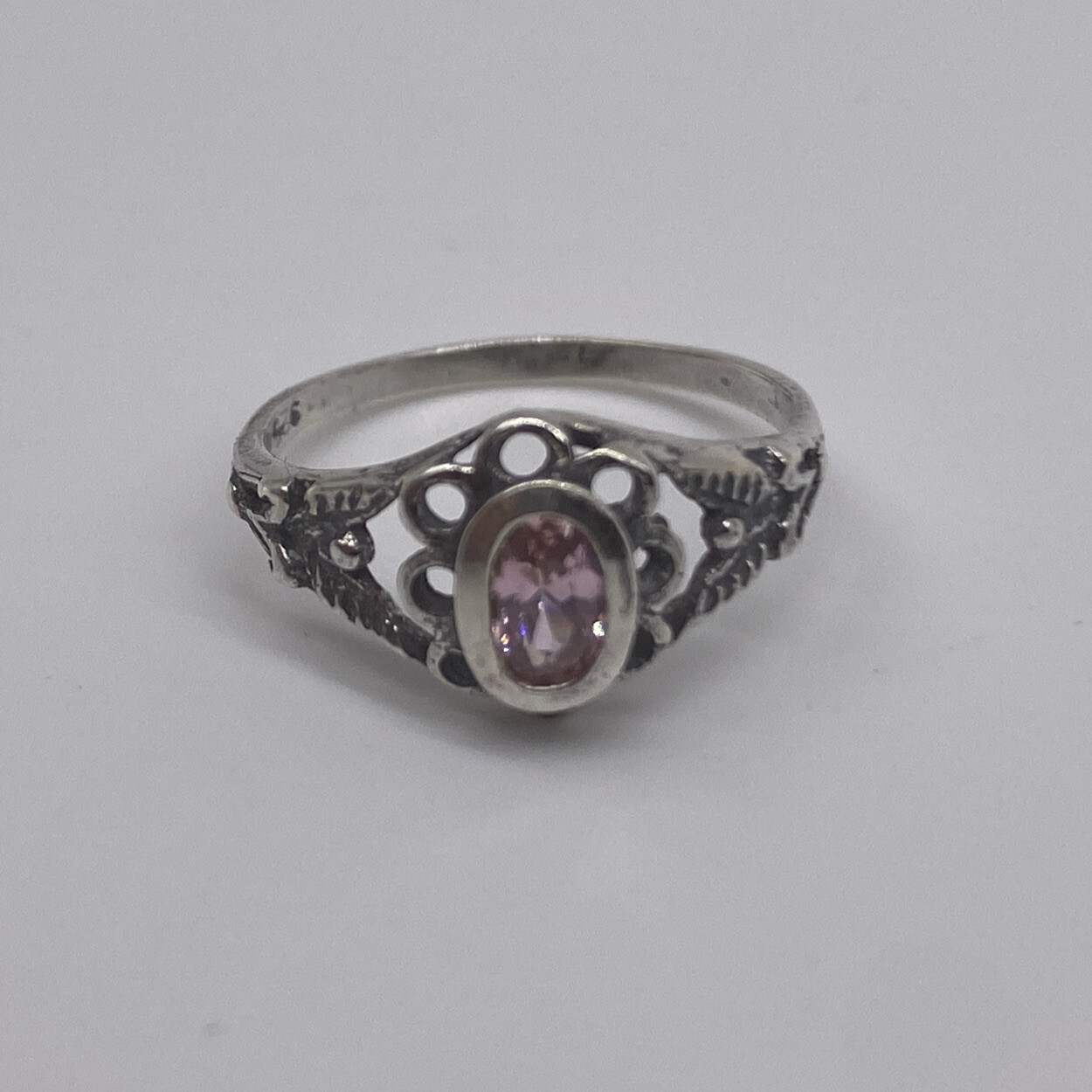 Silver Tone Pink Rhinestone Ring Size 4 | eBay