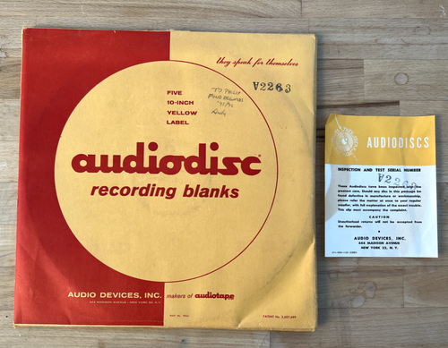 Audiodisc Recording Blanks 8" Records Lot of 5 Yellow Lable made in USA ...