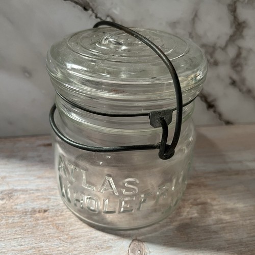 Vintage Atlas Whole Fruit Pint Wired Mason Jar With Lid Retro Glads ...