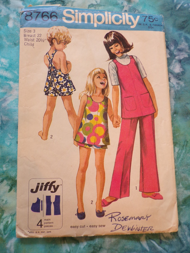 Vtg Simplicity Pattern 8766 Size 3 Child's Bell Bottom Pants Shorts ...