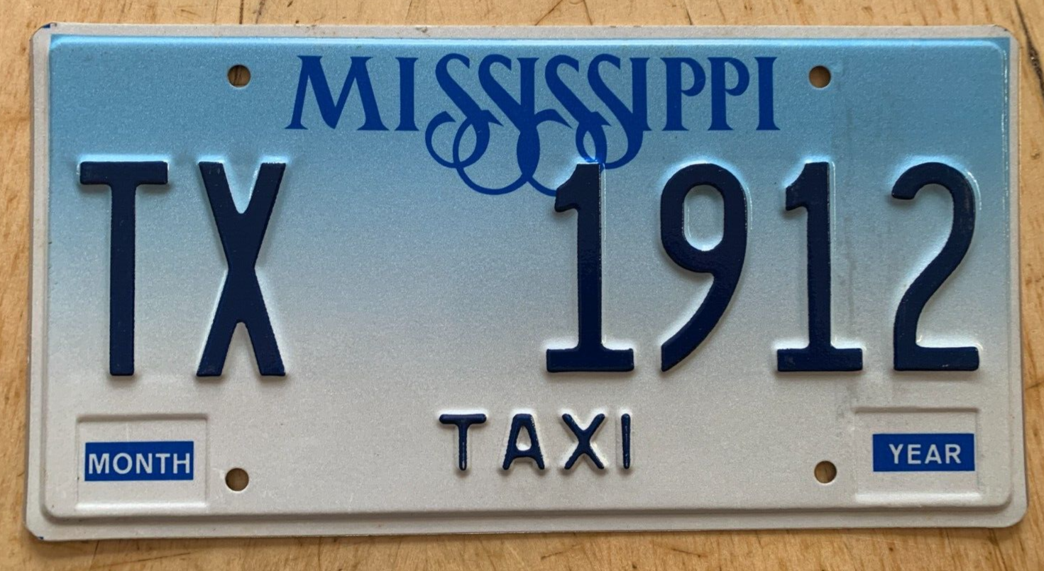 MISSISSIPPI TAXI CAB AUTO LICENSE PLATE " TX 1912 " MS | eBay