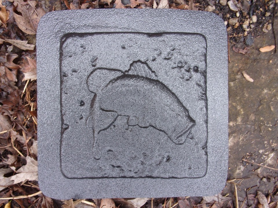 Bass fish tile mold plaster cement travertine casting mould 6" x 6" x 1 ...