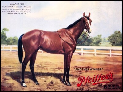 Pfeiffer's Beer - Gallant Fox Race Horse Featured NEW Sign 24x30" USA ...