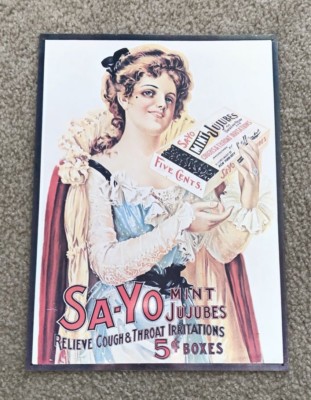 Sa-Yo Mint Jujubes Relieve Cough & Throat Irritations 5¢ Boxes Tin Sign ...