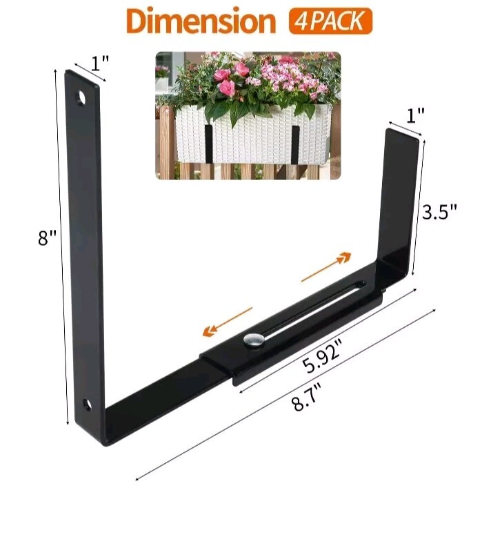 Kivata Window Box Planter Brackets Adjustable Planter Box Bracket 6" to ...