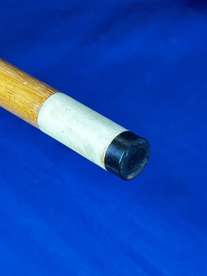 Vintage Unknown Pool Cue Mother of Pearl Inlay Green Leather Wrapped ...