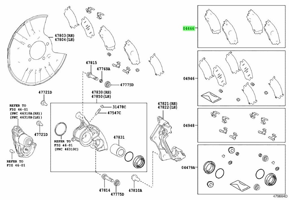 Toyota Alphard Vellfire Genuine Parts Disc Brake Pad Kit OEM 04466 ...