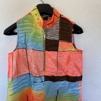 Jamie Sadock Multicolor Artsy Abstract Crinkled Sleeveless Activewear ...