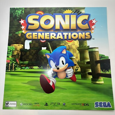 Sonic Generations Plastic Promotional Poster Banner Approximately 24" x ...