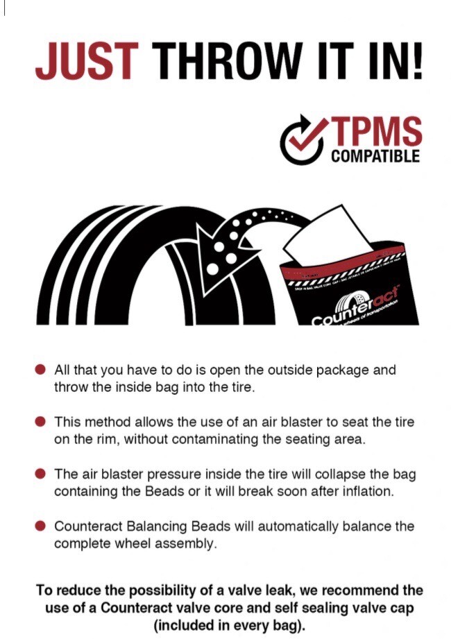 Tire Balance Bags 4oz Counteract 040BNB Tire Balancing Beads 4 oz (4 ...