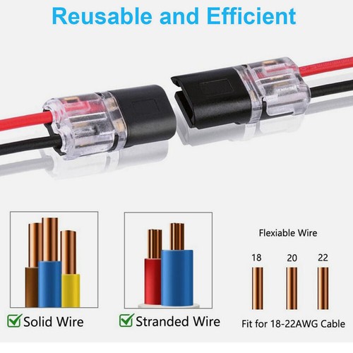 100Pack DoubleWire Cable Plug-in Snap Connector Connections Clamp ...
