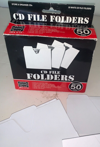 Vaultz CD File Folders, 1 Disc Capacity, White, 50/Pack ` sturdy card ...