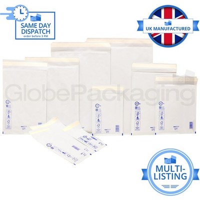 WHITE AROFOL BRANDED PADDED BUBBLE ENVELOPES BAGS *ALL SIZES/QTY'S ...