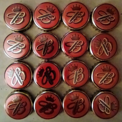 16 Retired RARE BUDWEISER Gold Cursive B Beer Bottle CROWNS Anheuser ...