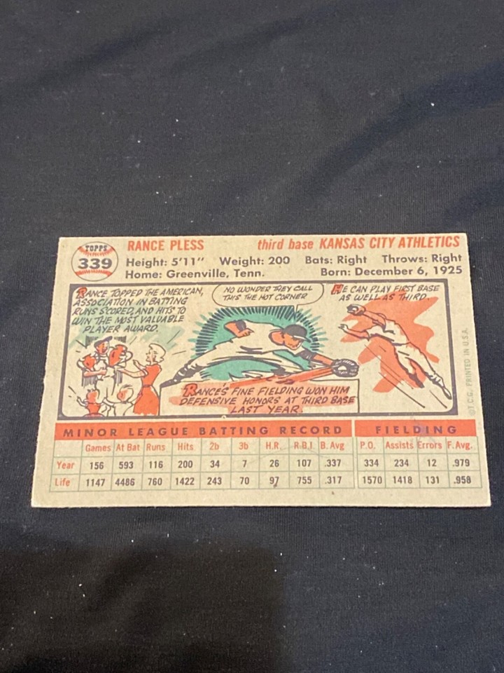 Rance Pless 1956 topps #339 nm + | eBay