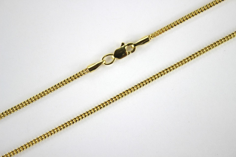 10K Hollow Yellow Gold Franco Box Link Chain Necklace Men Women 1.5mm ...