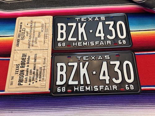 1968 TEXAS PASSENGER LICENSE PLATES BZK430 | eBay
